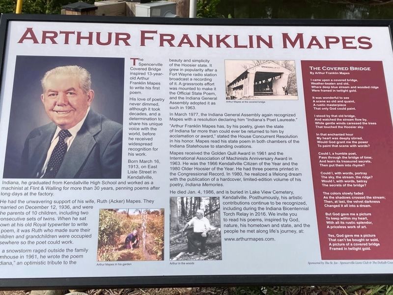 Arthur Franklin Mapes Historical Marker