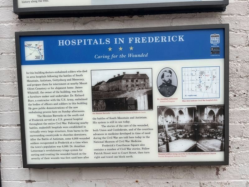 Hospitals in Frederick Historical Marker