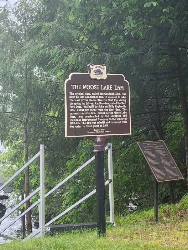 The Moose Lake Dam Historical Marker