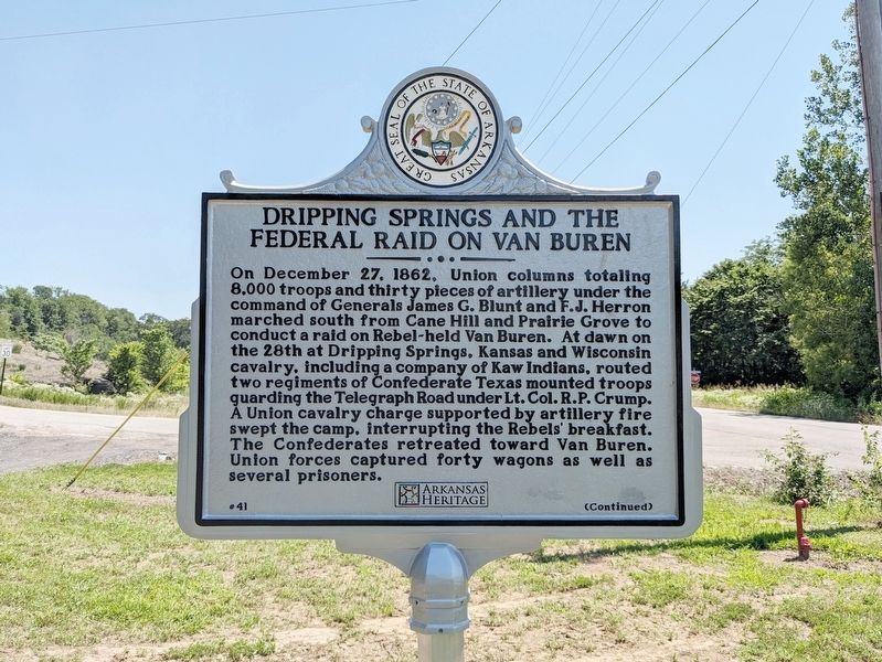 Dripping Springs and the Federal Raid on Van Buren Historical Marker