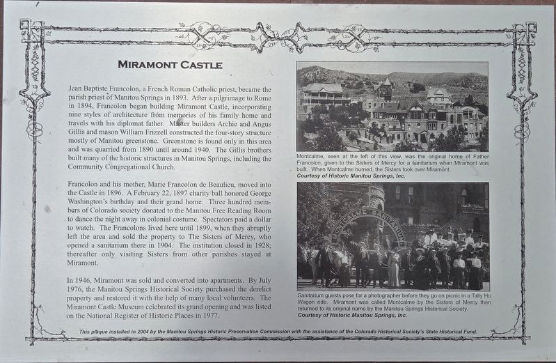 Miramont Castle Historical Marker