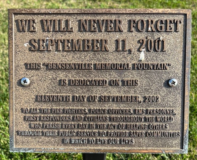 Bensenville Memorial Fountain Historical Marker