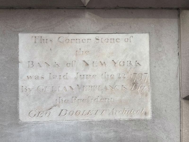Bank of New York Corner Stone Historical Marker