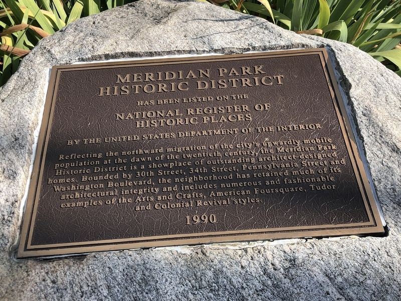 Meridian Park Historic District Historical Marker