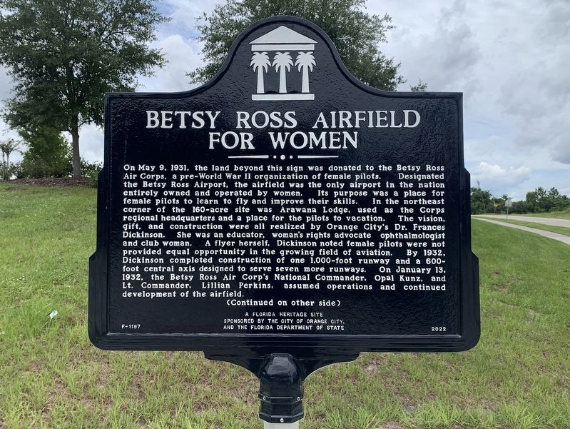Betsy Ross Airfield for Women Historical Marker