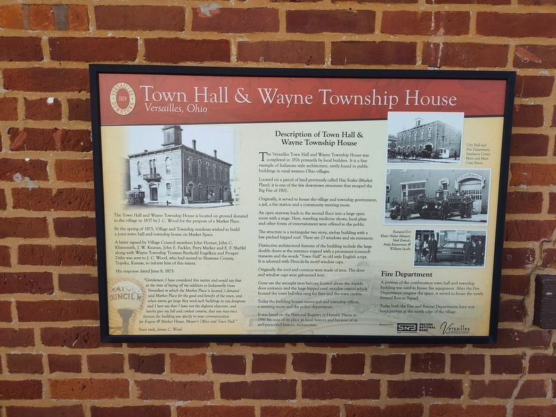 Town Hall & Wayne Township House Historical Marker
