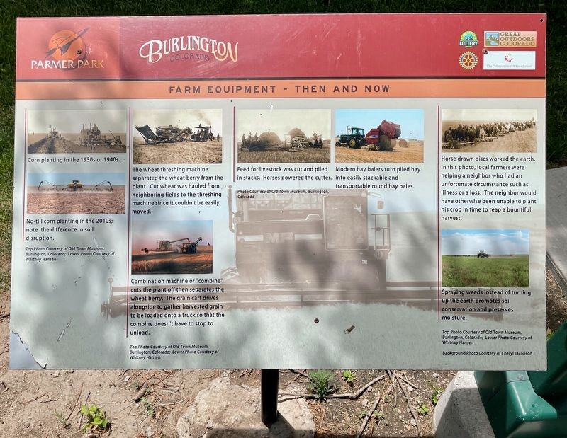 Farm Equipment - Then and Now Historical Marker