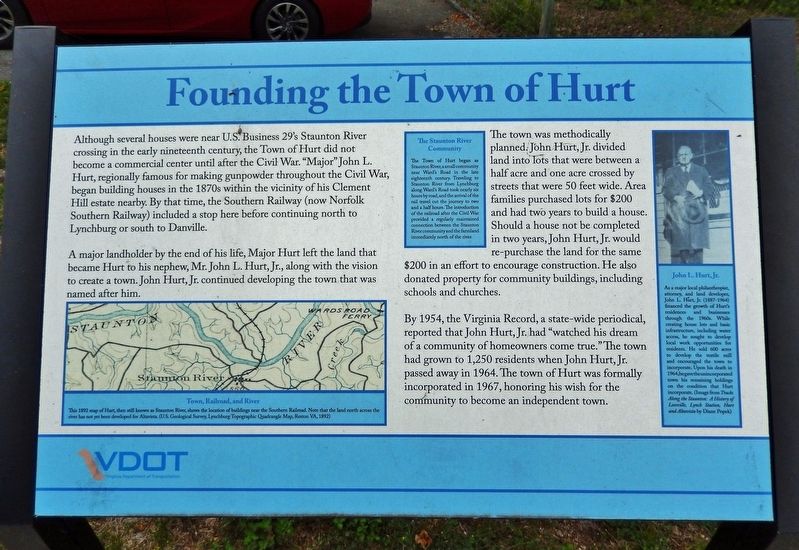 Founding the Town of Hurt Historical Marker