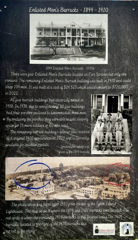 Enlisted Men’s Barracks- 1899-1910 Historical Marker