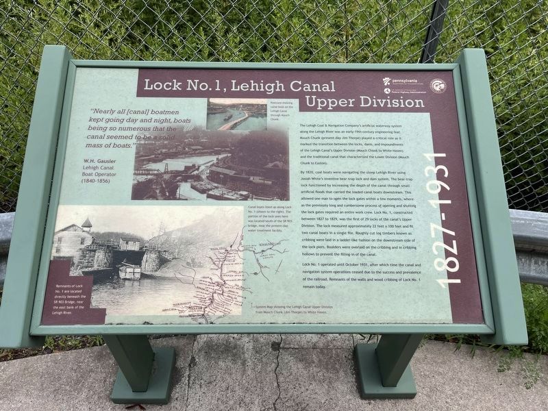Lock No. 1, Lehigh Canal Upper Division Historical Marker