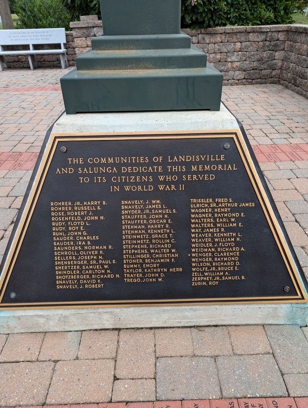 The Communities of Landisville and Salunga, a War Memorial