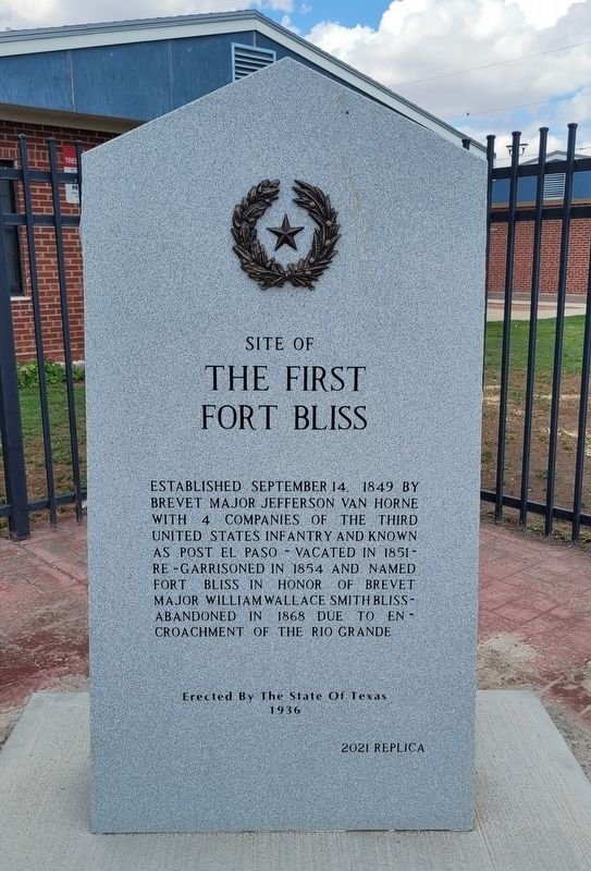 Site of the First Fort Bliss Historical Marker