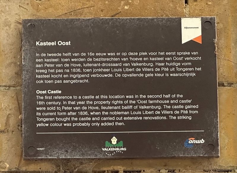 Kasteel Oost / Oost Castle Historical Marker