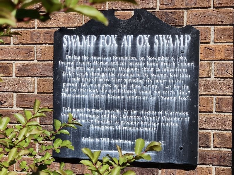 Swamp Fox at Ox Swamp Historical Marker