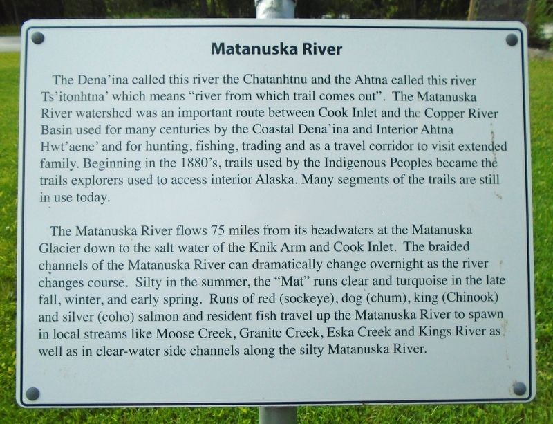 Matanuska River Historical Marker