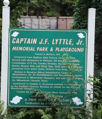 Captain J.F. Lyttle, Jr. Memorial Park & Playground Historical Marker