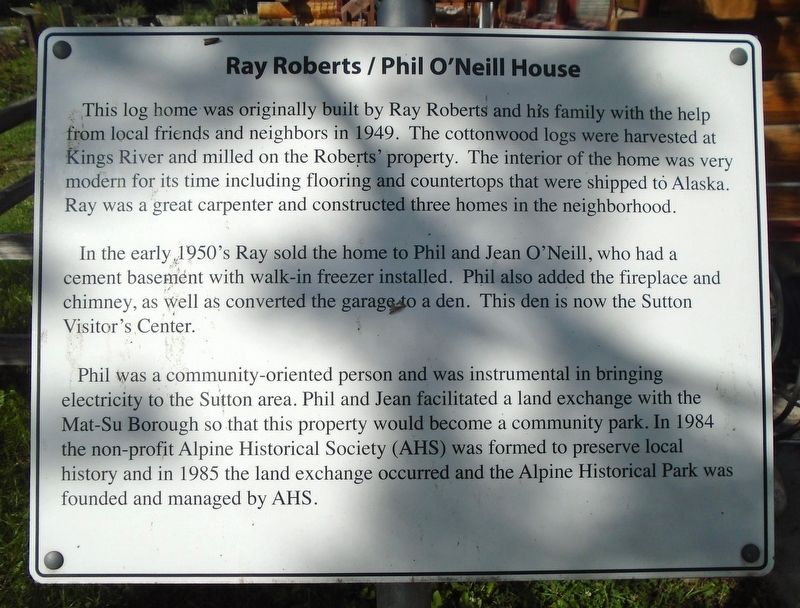 Ray Roberts / Phil O'Neill House Historical Marker