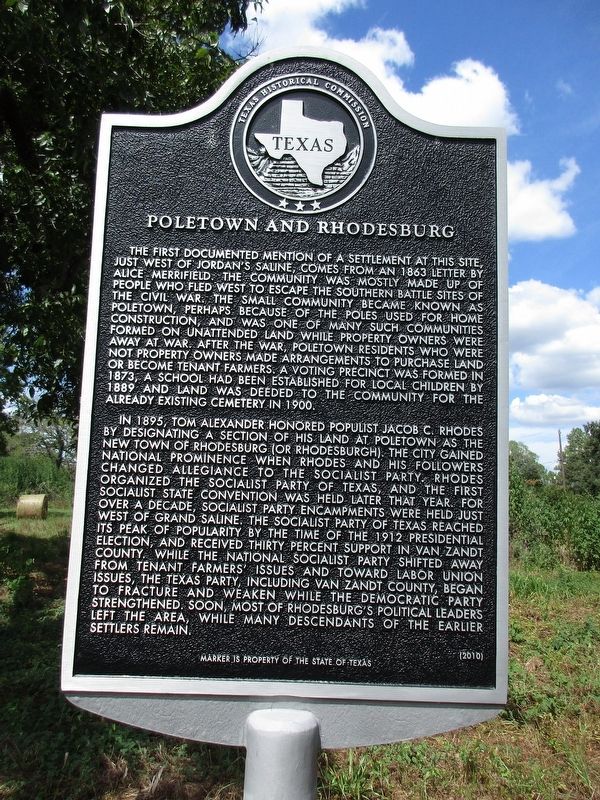 Poletown and Rhodesburg Historical Marker
