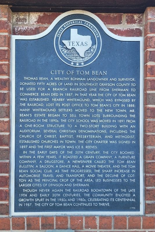 City of Tom Bean Historical Marker