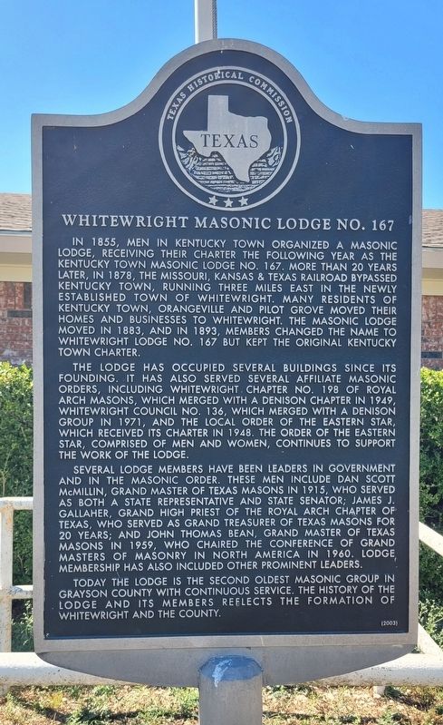 Whitewright Masonic Lodge No. 167 Historical Marker
