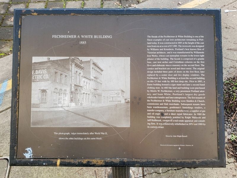 Fechheimer & White Building Historical Marker