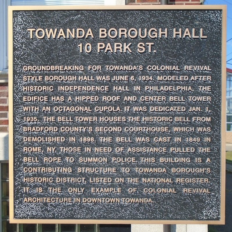 Towanda Borough Hall Historical Marker