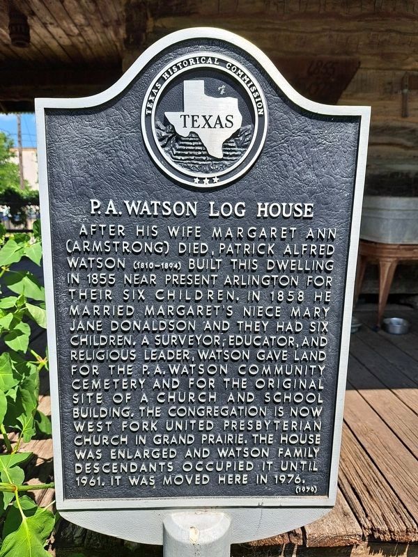 P.A. Watson Log House Historical Marker