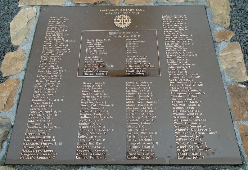 Fairbanks Rotary Club Charter Members 1940-41 Historical Marker