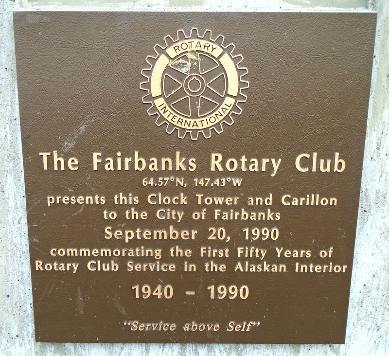 The Fairbanks Rotary Club Clock Tower and Carillon Historical Marker