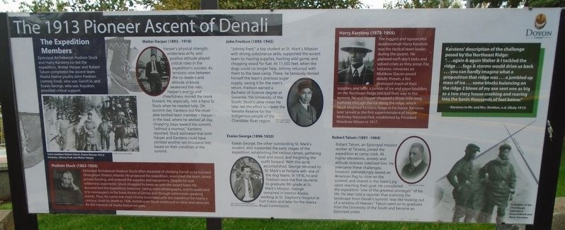The 1913 Pioneer Ascent of Denali Historical Marker