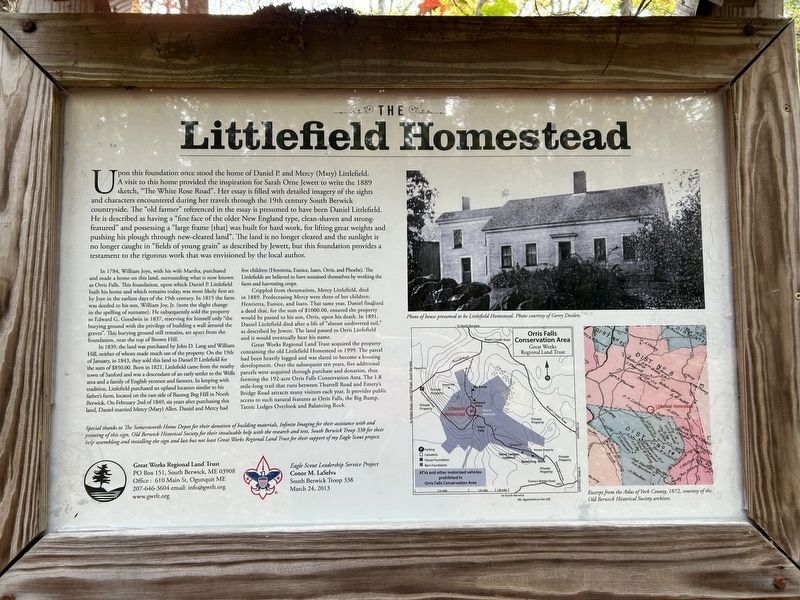 The Littlefield Homestead Historical Marker