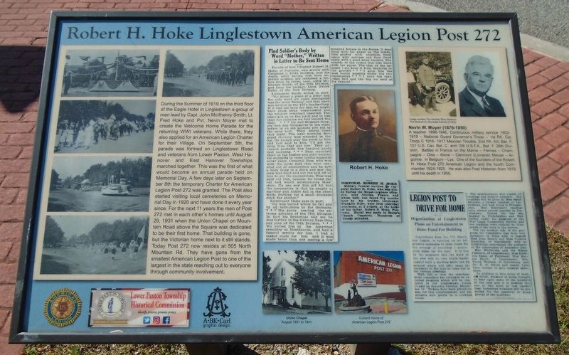 Robert H. Hoke Linglestown American Legion Post 272 Historical Marker