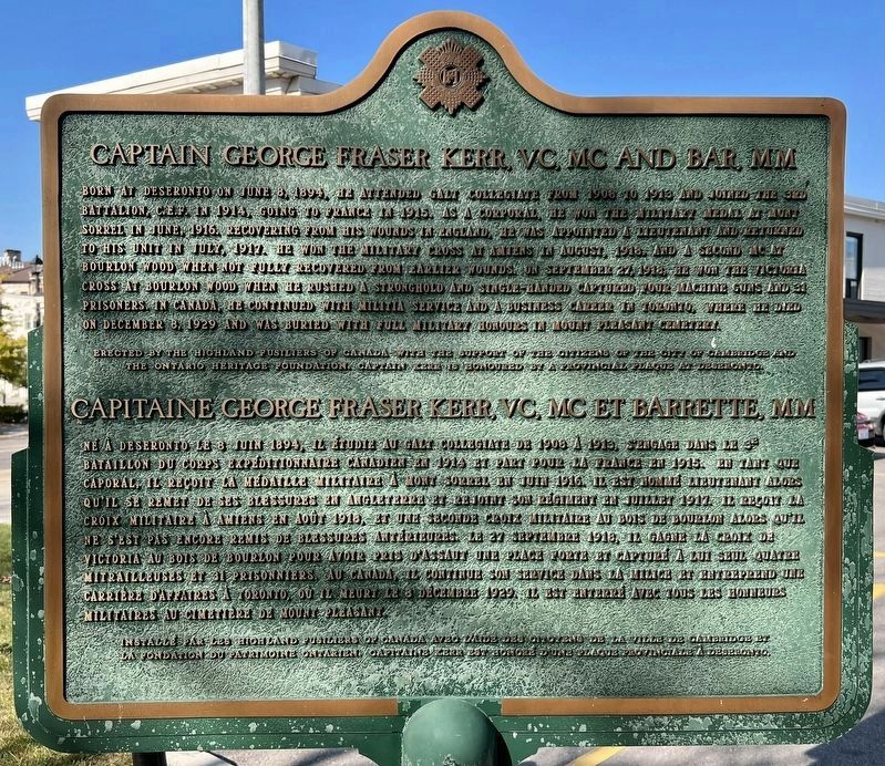Captain George Fraser Kerr / Captaine George Fraser Kerr Historical Marker
