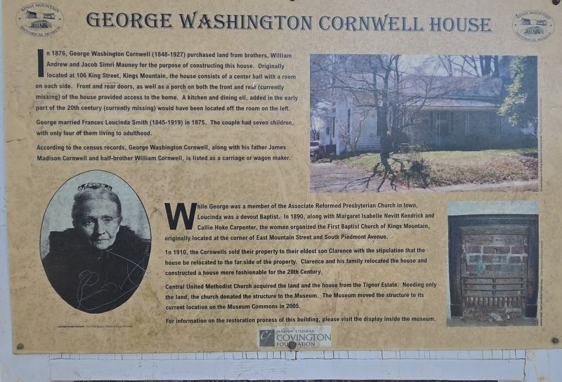 George Washington Cornwell House Historical Marker