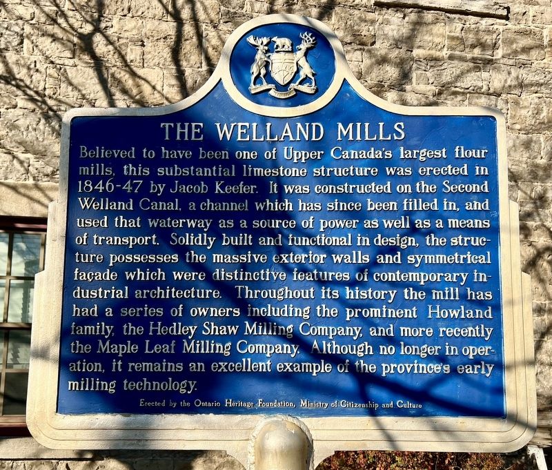 The Welland Mills / Le Moulin de Welland Historical Marker