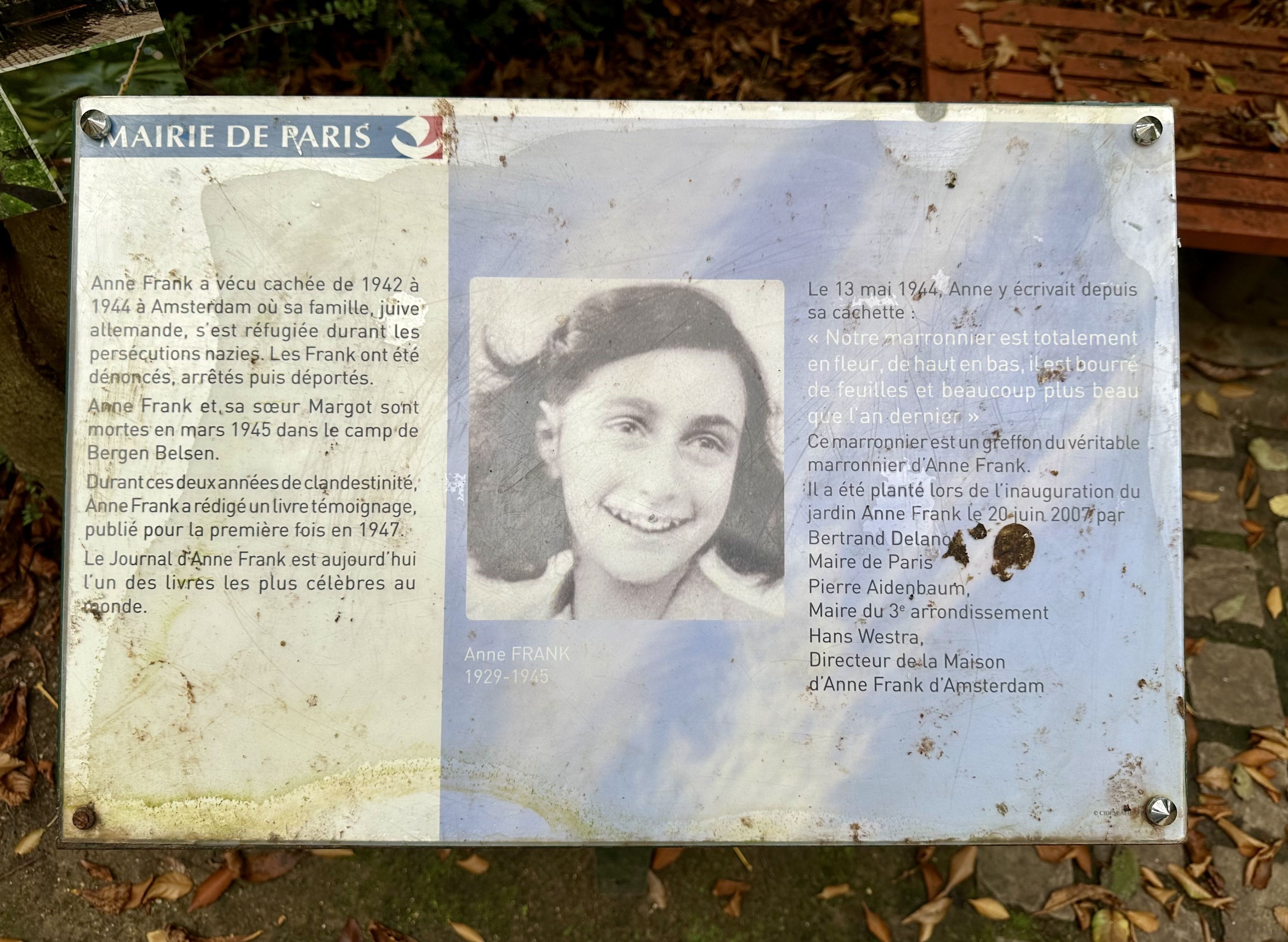 Photo: Anne Frank Marker