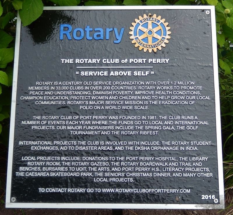 The Rotary Club of Port Perry Historical Marker