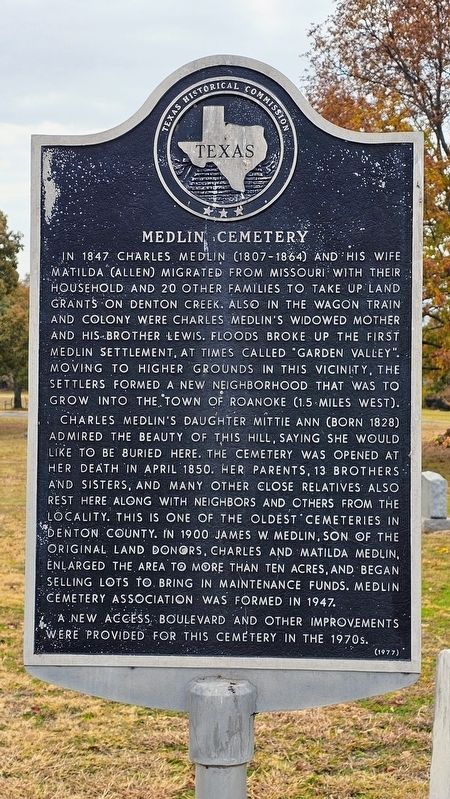 Medlin Cemetery Historical Marker