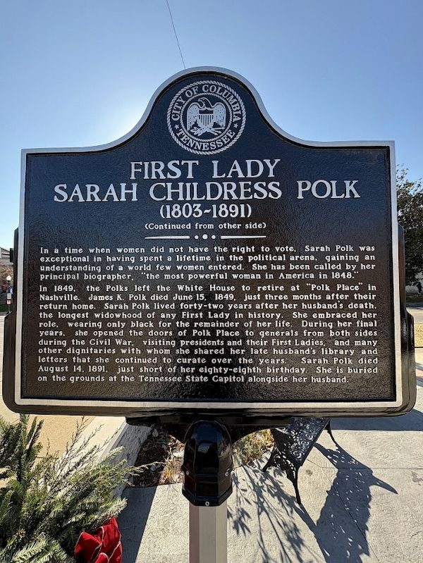 First Lady Sarah Childress Polk Historical Marker