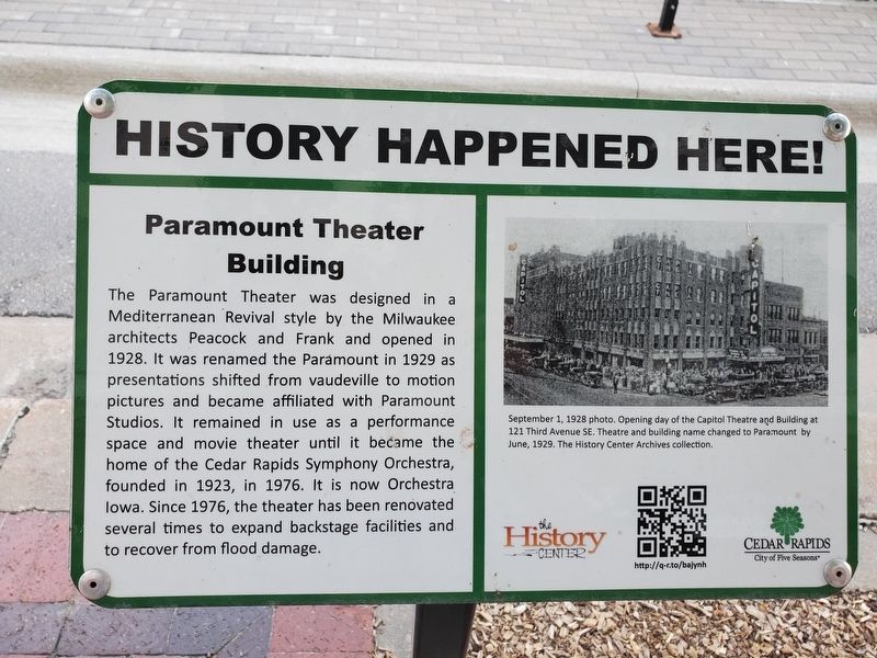 Paramount Theater Building Historical Marker