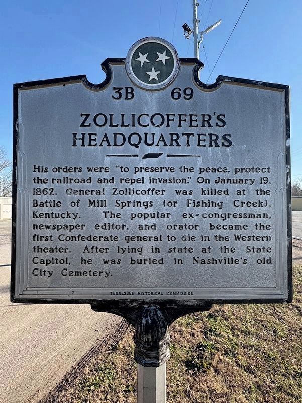 Zollicoffer's Headquarters Historical Marker