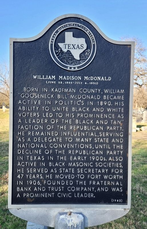William Madison McDonald Historical Marker