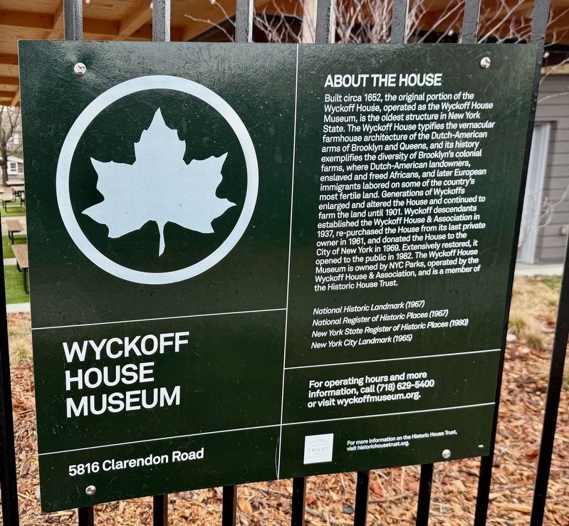 Wyckoff House Museum Historical Marker