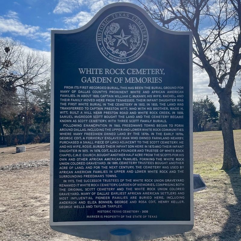 White Rock Cemetery, Garden of Memories Historical Marker