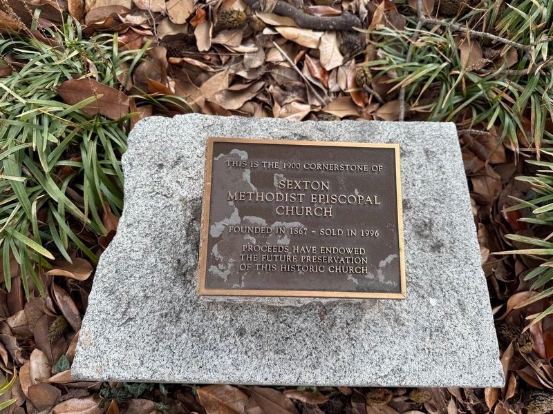Sexton Methodist Episcopal Church Cornerstone Historical Marker