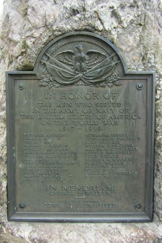 Brownfield World War I Memorial, a War Memorial