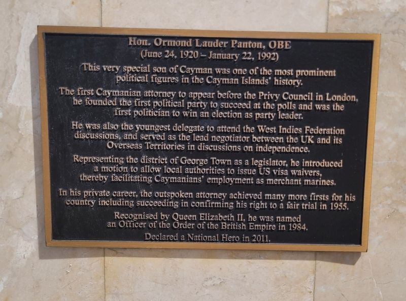 Hon. Ormond Lauder Panton, OBE Historical Marker