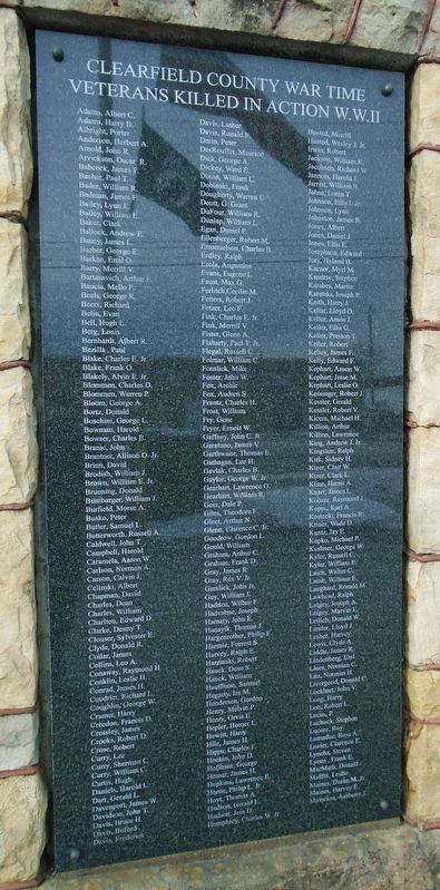 Clearfield County War Time Veterans Killed In Action World War II, a ...
