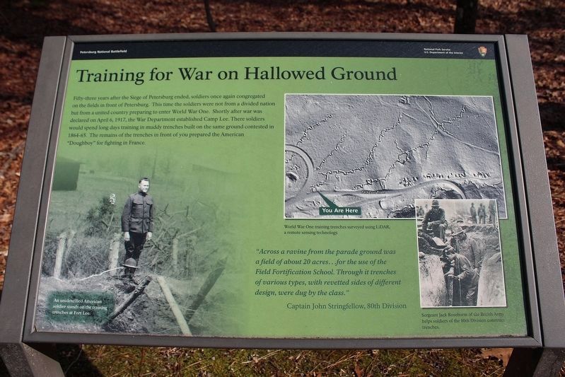 Training for War on Hallowed Ground Historical Marker