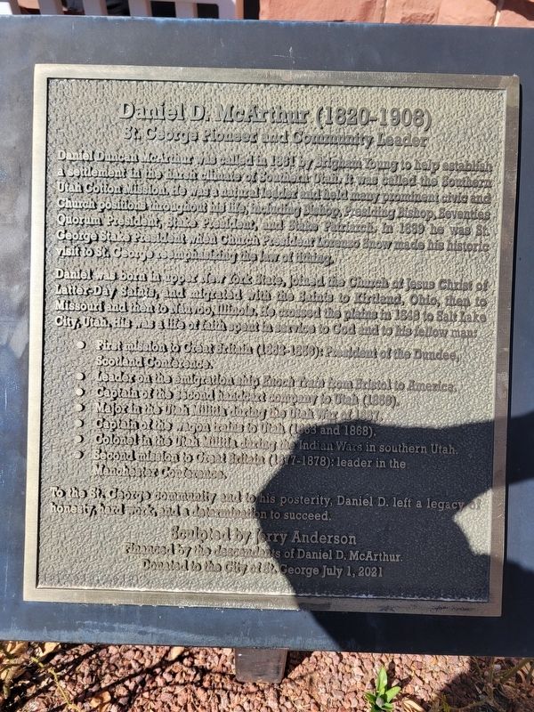 Daniel D. McArthur (1820-1908) Historical Marker